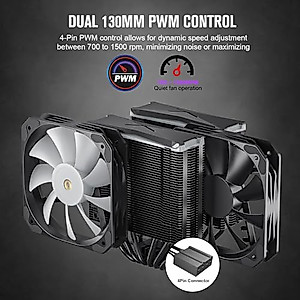 Vetroo U6PRO Dual Tower CPU Cooler - 220W TDP, 6 Heatpipes, Top ARGB Lighting, 130mm ARGB & PWM Fan - Compatible with Intel LGA 1851/1700/1200/115X & AMD AM5/AM4