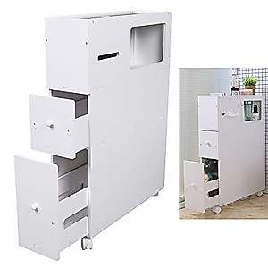 MONIPA Bathroom Storage Cabinet with 2 Drawers - Multifunctional White Narrow Toilet Organizer Floor Side Cabinet - Movable Receive Arrange Ark