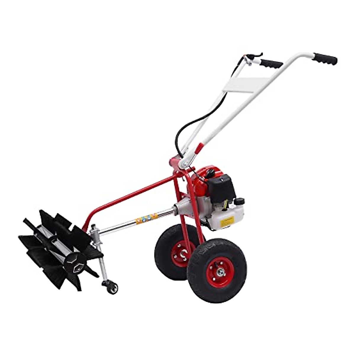 Gas Power Hand Held Walk Behind Sweeper,1.7HP 43CC 2 Stroke Park Garden Cleanning Sweeper Machine Set for Sidewalk Grass Snow Cleaning Lawn
