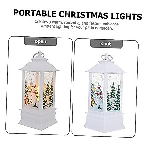 Amosfun 1PC Music Decor LED Lanterns Portable Lantern Christmas Decor Christmas Lantern Nativity Snowglobe Christmas Lamp Glitter Lanterns Musical Snow Globe Large Bedside lamp
