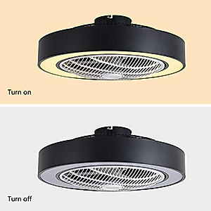 YIYIBYUS 23.5 Inch Modern Black Chandelier Ceiling Fan LED 3 Colors 3 Speeds Ceiling Fan with Light and Remote Control Mute Suitable for Living Room, Bedroom, Dining Room