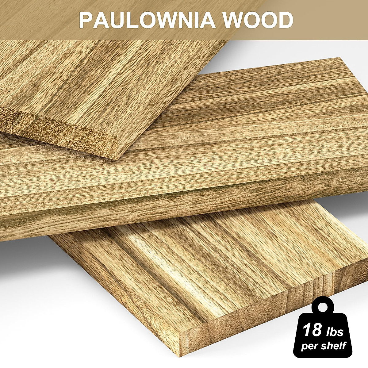 SRIWATANA Floating Shelves Wall Mounted Set of 3, Solid Wood Wall Shelf Display Ledge Storage Shelves for Living Room Kitchen Bathroom, Carbonized Black