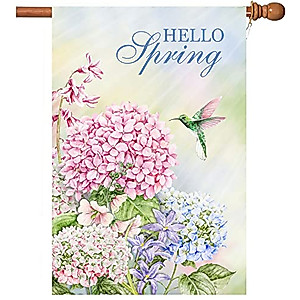 Flagmax Hello Spring Flag,Spring Garden Flag Welcome Seasonal House and Bird Summer House Flags 28x40 Inch Summer Garden Flag Outdoor Decor for Homes,Gardens,Patio or Lawn