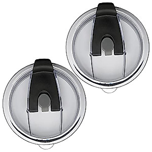Wotermly 2 pack Tumbler Replacement Lids for 30 oz tumblers, Spill Proof Splash Resistant Lids Covers Fit for YETI Rambler and More Coffee Mugs, 2 Black Lids