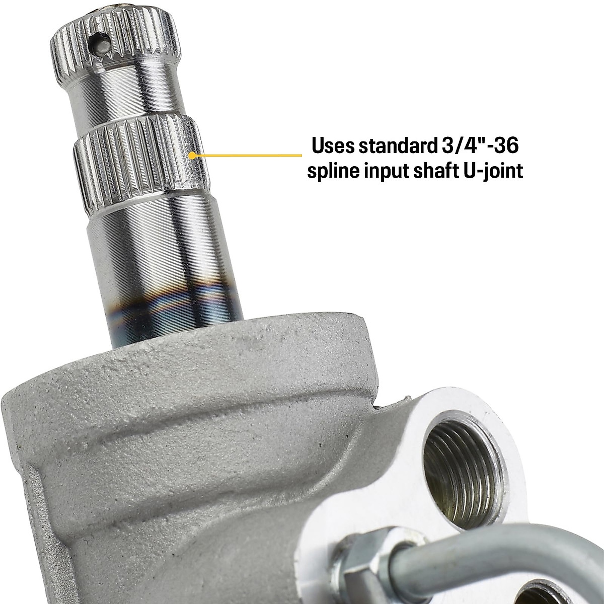 Mustang II Power Steering Rack & Pinion w/Offset Bushings, 82-88 T-bird Design, AN-6 Fittings, 3/4"-36 Spline Input, Compatible with Original & Aftermarket Crossmembers, 15:1 Ratio