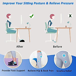 Foot Rest for Under Desk at Work, Ergonomic Foot Stool with 2 Adjustable Heights for Office, Work, Car, Gaming, Computer, Soft Foot Cushion with Memory Foam, Washable Velvet Cover, Non Slip