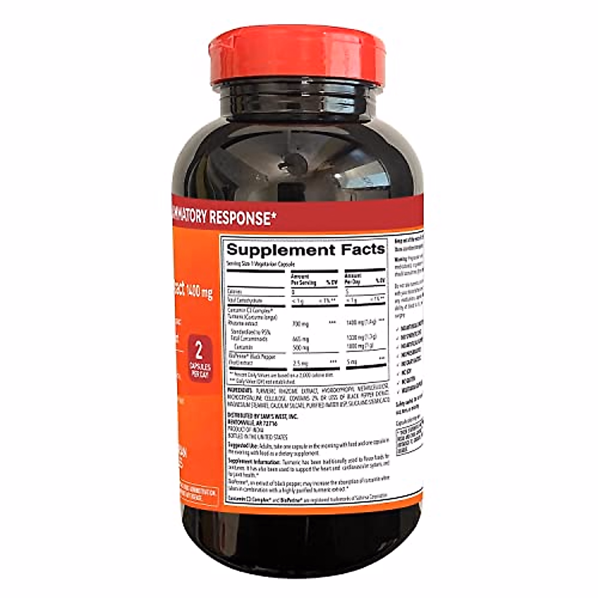 Member's Mark Extra Strength Turmeric Extract 1400mg, 180 Vegetarian Capsules