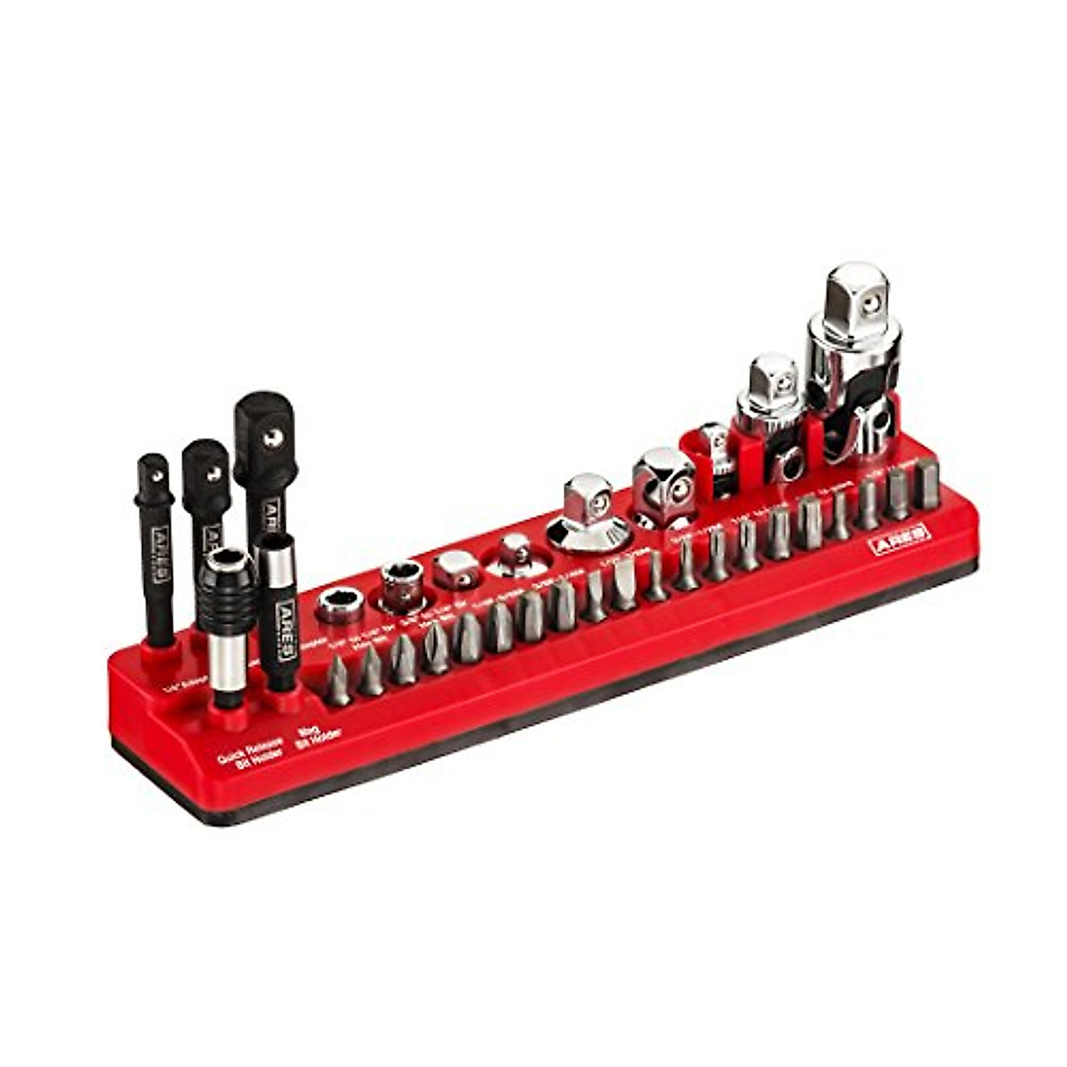 ARES 70751-34-Piece Socket Accessory Set - Includes Adapters, Universal Joints, Bit Holders, and Bits - Magnetic Organizer for Ideal Accessory Storage