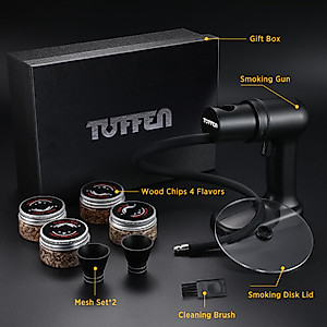 Tuffen Cocktail Smoker, Wood Chips Smoke Infuser, Smoking Gun Food Smoker, Portable Cold Smoke Generator for Drinks and Food, Gifts for Men Dad, Mom, Husband, and Cooking Enthusiast