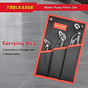 TOOLEAGUE Water Pump Pliers Set, Plumbing Pliers, 7-inch 10-inch 12-inch Groove Slip Joint Set, Push Button Quick Adjustable Pliers