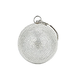 GripIt Women's Evening Round Ball Bag Diamond Clutch Purse Glitter Party Wedding Handbag with Chain,Silver