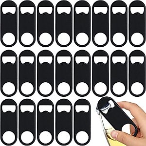 50 Pcs Stainless Steel Flat Bottle Opener Heavy Duty Beer Opener Bartender Bar Key Soda Can Opener 3.4 x 1.3 Inches Small Speed Openers Beer Bottle Opener for Kitchen, Bar or Restaurant (Black)