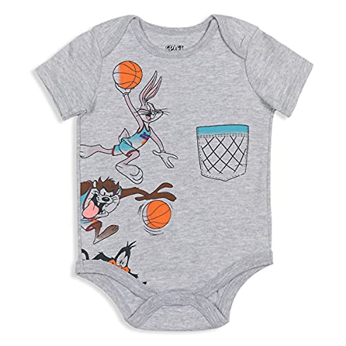 space jam Looney Tunes Baby Boys 3 Pack Short Sleeve Bodysuit Blue/White 24 Months