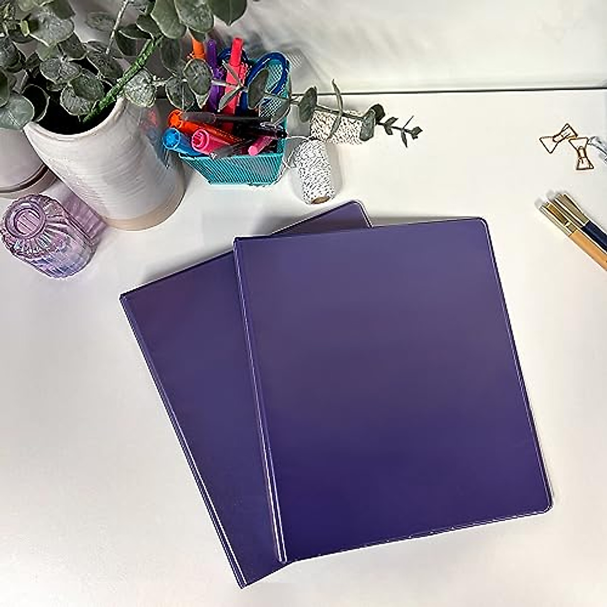 Samsill Earth’s Choice Biobased Durable Fashion Color 3 Ring View Binder, 1 Inch Round Ring, Up to 25% Plant Based Plastic, USDA Certified Biobased, Purple, Value Two Pack