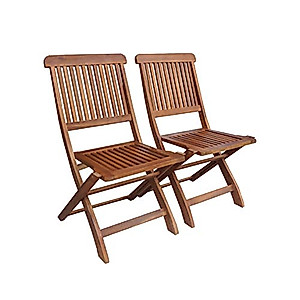 BTEXPERT Living Balcony Desk 4 Piece Patio Bistro Acacia Wood Folding Garden, Set of 4 Chairs