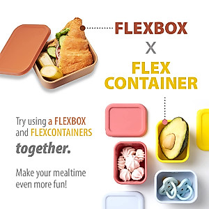 LOSAND FLEXCONTAINER Platinum Silicone Baby Food Storage – Leak Resistant Airtight Lids – Oven Baking Safe Containers – Non-BPA – Microwave and Freezer Safe (2022 Color Set) (renewal lids)