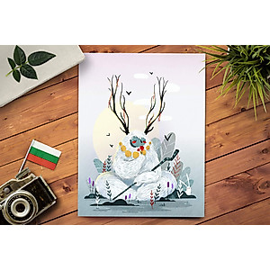 8x10 Fantasy Nordic Art Print Bulgaria Fantasy Folk Wall Design Yeti Meditation Studio Ghibli Animal Cute Nature Travel Illustration Scandinavian Art Whimsical Animal Sunrise Monster Art Nursery Decor