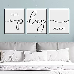 Let's Play All Day Wall Decor Playroom Game Room Wall Quotes Minimalist Poster Art Home Wall Decor Game Room Decor Gift, Set Of 3, UNFRAMED (11x14 inch)