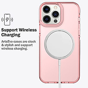 ArtsEvo Shockproof Clear Design for iPhone 14 Pro Case, Certified 6.6ft Drop Protection, Raised Edges Protect Camera and Screen,Pink