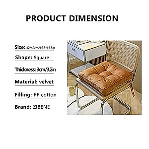 ZIBENE Set of 4 Dining Chair Cushions with Ties Soft Comfort Non Slip Square, Velvet Seat Cushions for Kitchen Chairs Washable, High Elastic Peal Cotton Extra Thick Filling Andti-Deformation Brown