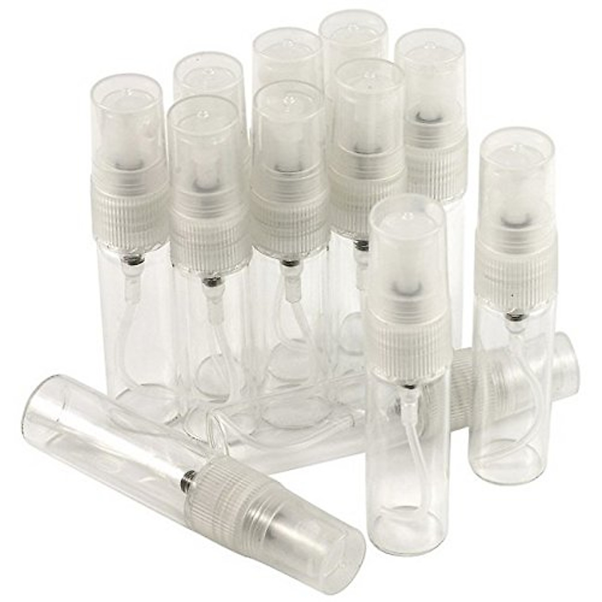 Elfenstal- 10pcs Mini Clear 5ml 1/6OZ Atomizer Fine Mist Empty Glass Bottle Spray Refillable Fragrance Perfume Scent Sample Bottle 1pc Clean Cloth for Travel Party Makeup Tool 2pcs 3ml Free Pipette