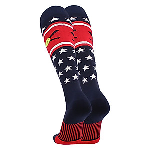 TCK Patriotic USA Softball Socks with Softball Bats (Navy/Red/White, Small)