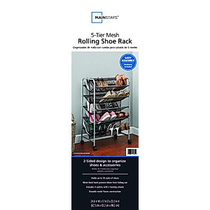 Deahun Mainstays 5 Tier, 30 Pair, Metal Mesh Shoe Rack