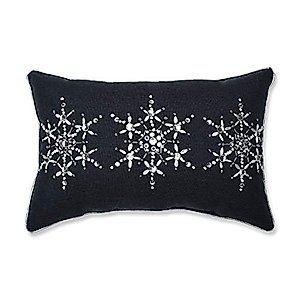 Pillow Perfect Jeweled Christmas Snowflake Decorative Lumbar Pillow, 1 Count (Pack of 1), Grey