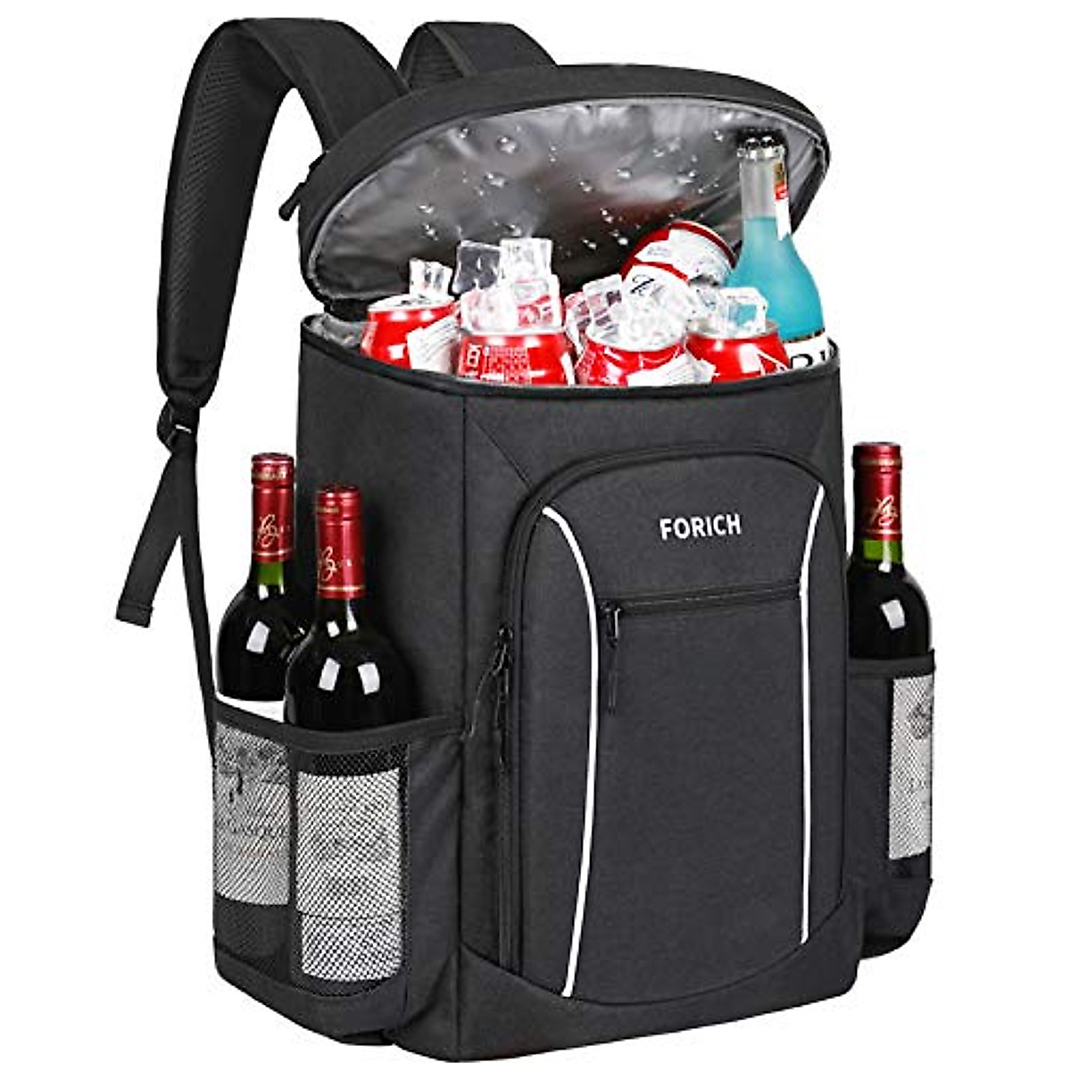 FORICH Cooler Backpack Portable Soft Backpack Coolers Insulated Leak Proof Large Cooler Bag for Men Women to Work Lunch Travel Beach Camping Hiking Picnic Beer Bottle Backpack, 30 Can (X - Black)