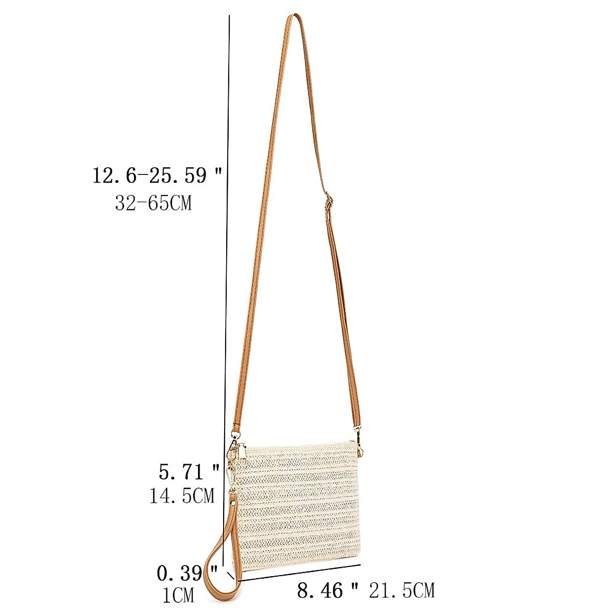 Bycobecy Straw Clutch Purse for Women,Summer Beach Straw Purse Cute Zipper Wristlet Wallets, Small Straw Handbag for Beach (White)