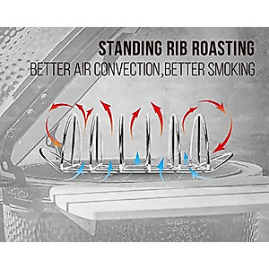 BBQ Rib Racks for Smoking, Classic Joe, BGE Grill Expander Rack Accessories - Optimizes Grilling Space, Standing Roast Rack Allows for more Even Cooking, Works with 18" or Larger Size Grill, Stainless