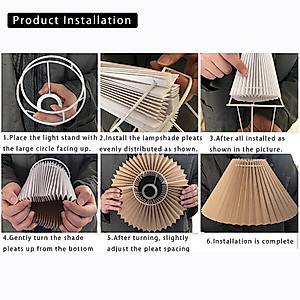 Tighall E27 Fabric Lampshade Cloth Lamp Shade Pleated Light Cover Bedside Desktop Lamp Cover Chandelier Protector for Pendant Light Decor (Beige)