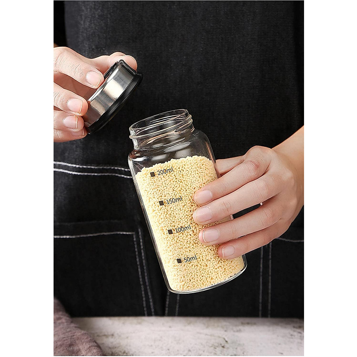 2 Piece 4-Neck Seasoning Shakers Moisture Resistant Seasoning Shakers Glass Seasoning Shakers, Salt and Pepper Shakers with Adjustable Pour Holes - For Seasoning, Picnics (2 large spice jars10oz)