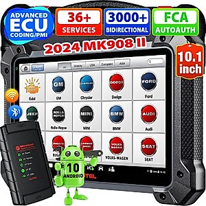 Autel MaxiCOM MK908 II Scanner: 2024 Up of MK908 MS906 PRO MP900BT MS906BT, ECU Coding as Elite 2 PRO MK908 Pro II MS908S Pro II, 38+ Service, 3K+ Bidirectional Tool, OS 10, OE All Sys, Auto Scan 2.0