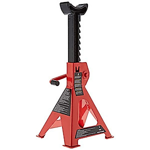 Amazon Basics Steel Jack Auto Stands, 3 Ton Capacity, 1 Pair, Black and Red