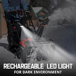PowerSmart Electric 21 Inch Walk-Behind Single Stage Snow Blower - 120V 15 Amp, 2100 RPM, 15-Amp Motor, LED Light for Yard, Road (DB5021LED)