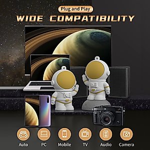 Astronaut Series USB Flash Drive for Kids, Bilious 8GB Thumb Drives Bulk 5 Pack, Portable Memory Stick U Disk with Bead Chain, Waterproof Jump Pen Drive for Storage and Backup
