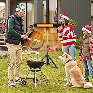 SIEANE Outdoor Patio Heater Electric Carbon Infrared Wall Mounted/Ceiling/Tripod 1500W Adjustable Temperature Instant Warm Heater with Remote Control IP65 Waterproof Heater for Garage Backyard