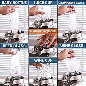 Grandiance Glass Rinser for Kitchen Sink,Cup Washer Cleaner for Sink Glass Bottle Washer Cleaner Sink Accessories Stainless Steel