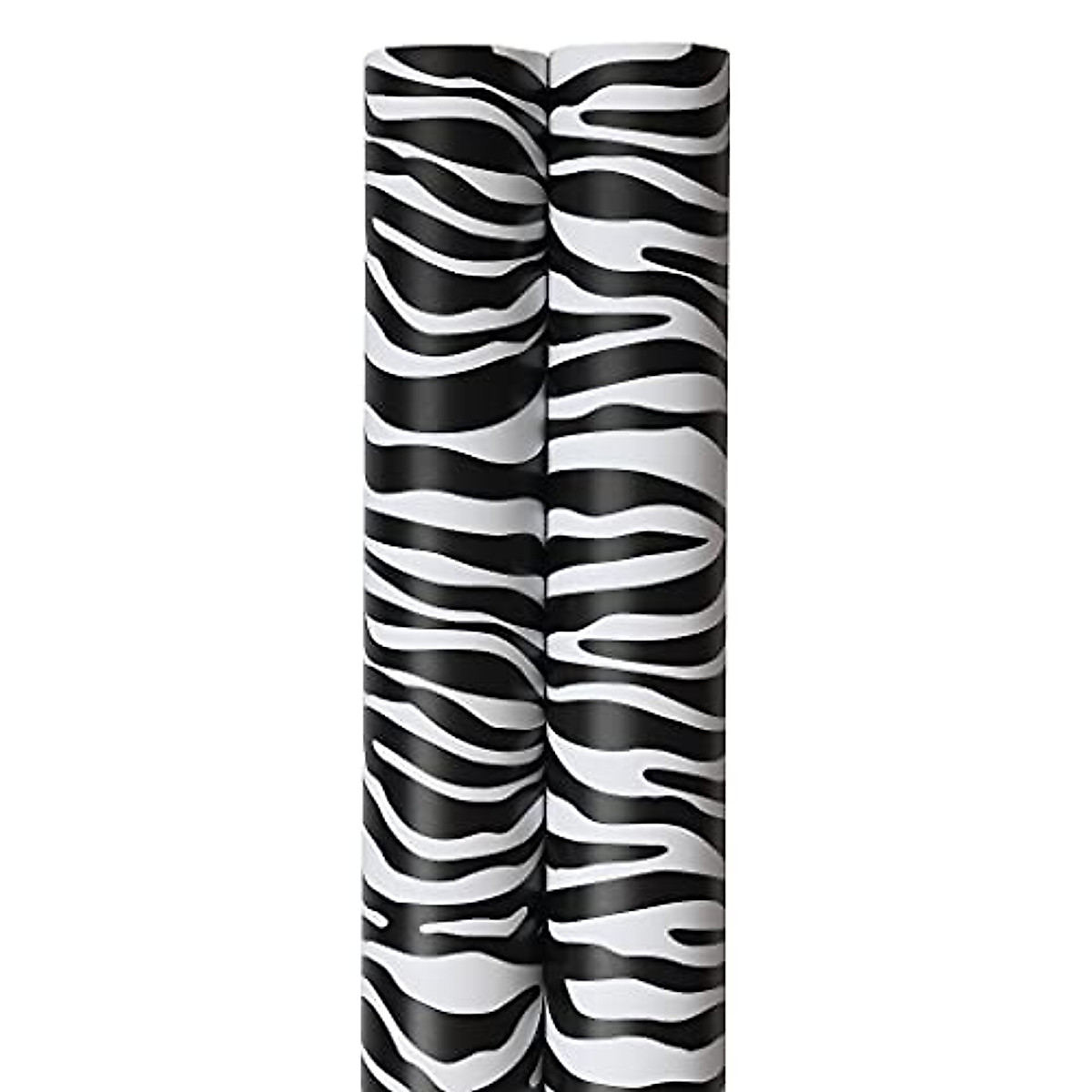 JAM Paper Gift Wrap - Zebra Print Wrapping Paper - 50 Sq Ft Total - Black & White Safari Stripes - 2 Rolls/Pack