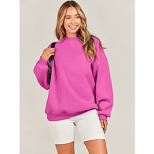ANRABESS Sweatshirt for Women Oversized Crewneck Hoodies Fleece Casual Pullover Top Fall Fashion Outfits Clothes 2025 A1019 hot pink Medium