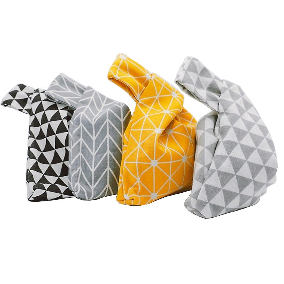 Chezi Women's Triangle Plaid Cotton Knot Bag Small Canvas Tote (yellow plaid)