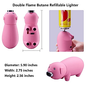 Jnfire Torch Lighter Butane Refillable, Windproof Large Pig Double Jet Flame Adjustable for Cooking Creme Brulee, BBQ and Desserts Baking Outdoor Camping Hiking (Butane Not Included)