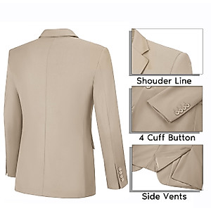 Men's Suit Jacket Casual Sport Coats Lightweight Party Champagne Slim Fit Blazer Groomsmen Coat Two Button Tuxedo Suits L