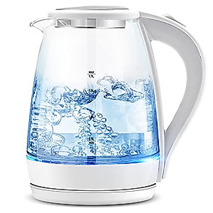 Pukomc Electric Kettle - 1.7L Hot Water Boiler - Glass Tea kettle with Wide Opening and Led Indicator, Auto Shut-Off and Boil-Dry Protection - Series 9460