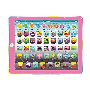 Wenbeier Kids Tablet Learning Pad Toddler Tablet with ABC Word Song Music Number Electronic Interactive Toy for Educational Preschool Boys & Girls 3-8 Years Old