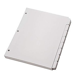 Oxford Blank Write On Binder Dividers, 1/8 Cut Tabs, 3 Hole Punch Dividers in 8 Tab Sets, 80 Dividers, 10 Sets, White (89982)