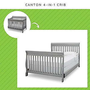 Full Size Conversion Kit Bed Rails for Canton Deluxe Crib by Delta Children - #0050 (Grey - 026)