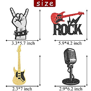 12pcs Rock and Roll Centerpiece Sticks Glitter Rock Music Party Centerpieces for Table Rock and Roll Party Table Toppers for Born to Rock Party Rockstars Birthday Party Baby Shower Supplies