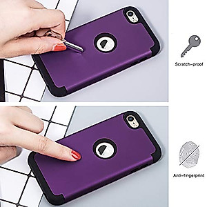 iPod Touch 7th Generation Case with 2 Screen Protector, IDweel Heavy Duty High Impact Shockproof Case Cover Protective Case for iPod Touch 5/6/7th Generation, Deep Purple+Black